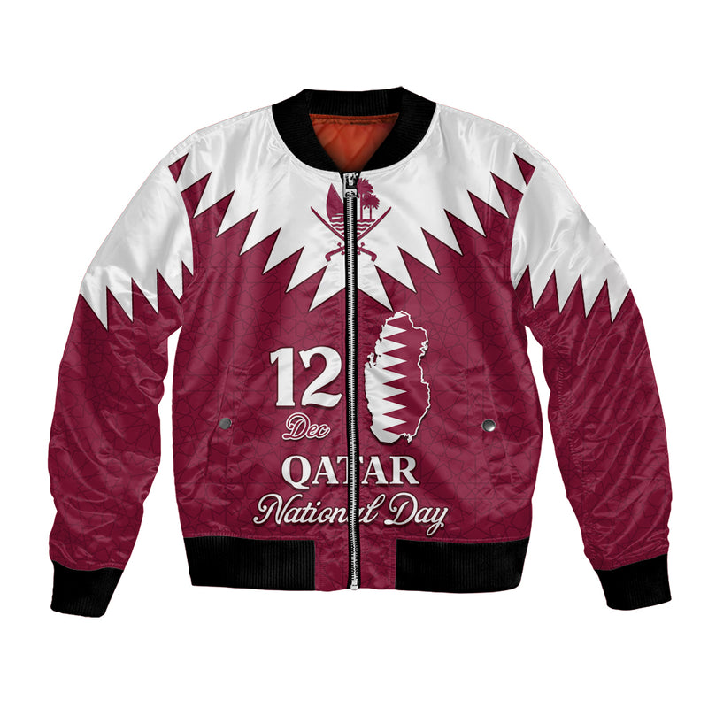 Personalised Qatar National Day Bomber Jacket Dawlat Qatar Map Islamic ...