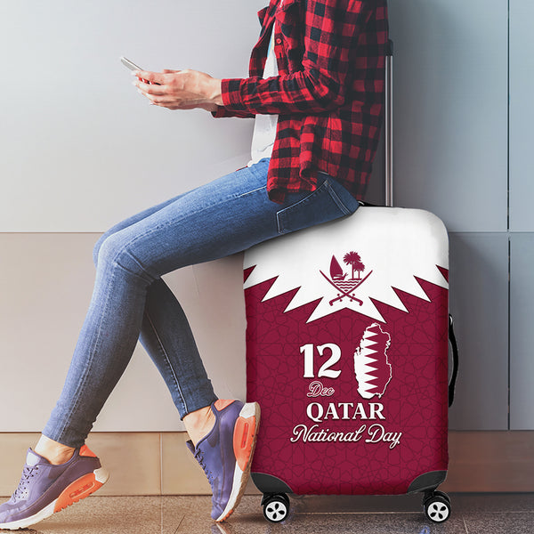 Qatar National Day Luggage Cover Dawlat Qatar Map Islamic Pattern ...