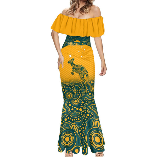 Australia Rugby Mermaid Dress Wallabies Aboriginal Pattern - Wonder ...
