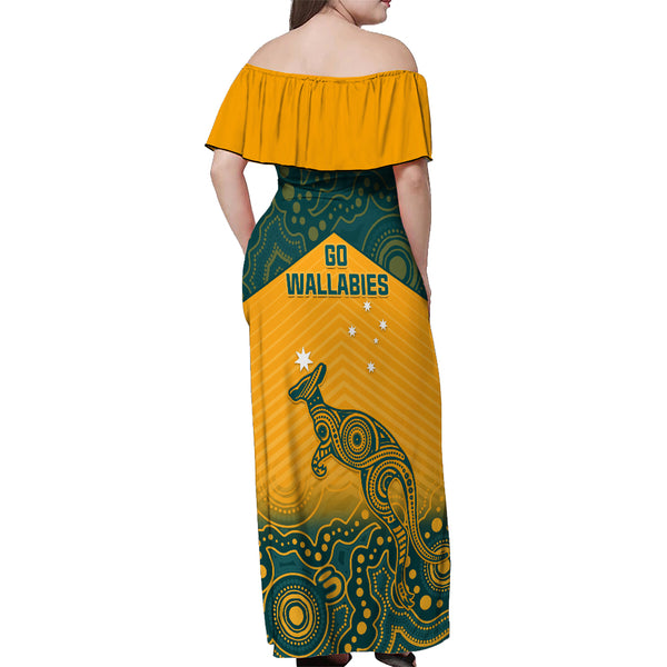 Australia Rugby Off Shoulder Maxi Dress Wallabies Aboriginal Pattern ...
