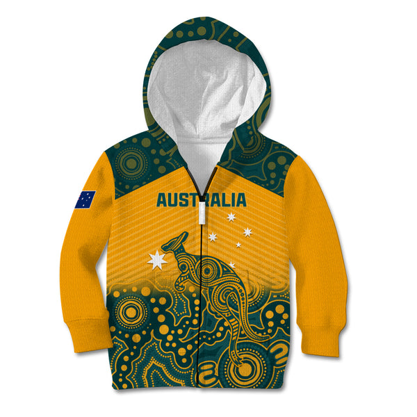 Custom Australia Rugby Kid Hoodie Wallabies Aboriginal Pattern - Wonder ...