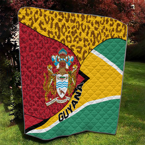 Guyana Republic Day Quilt Coat Of Arms Leopard Pattern - Wonder Print Shop