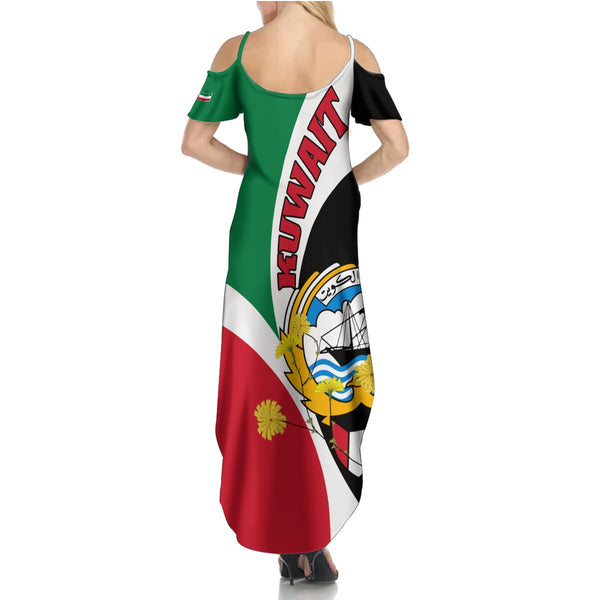 Kuwait National Day Summer Maxi Dress Kuwayt Coat Of Arms Arfaj Flower ...