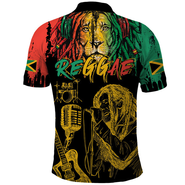 International Reggae Day Polo Shirt Rastafarian Lion and B-Marley ...