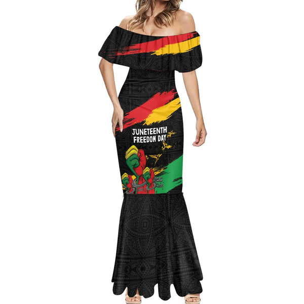 Personalized Juneteenth Freedom Day Mermaid Dress Raised Fist Black ...