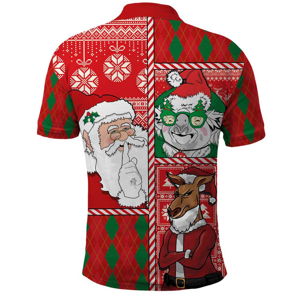 Australian Christmas Polo Shirt - Santa Koala Kangaroo and Holiday ...