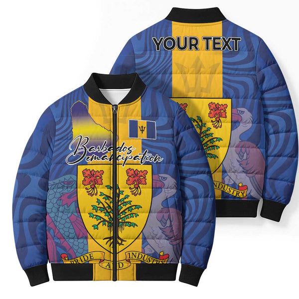 Personalised Barbados Emancipation Day Bomber Puffer Jacket Coat of ...
