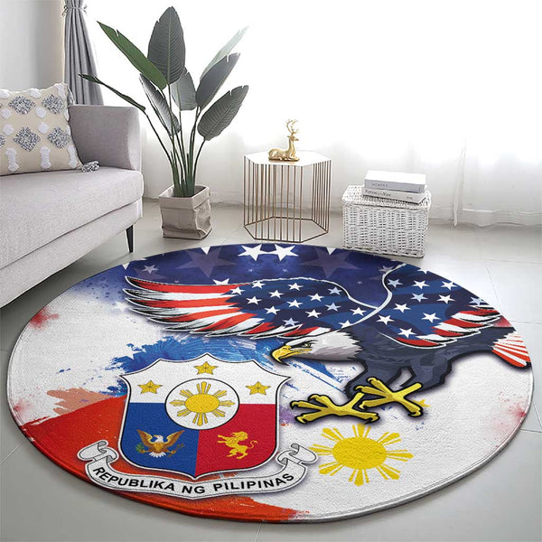 Filipino American History Month Round Carpet USA Eagle and Philippines ...