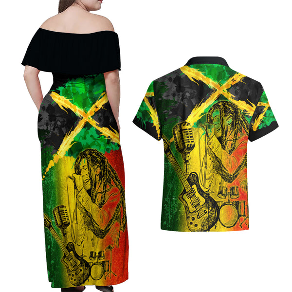 Jamaican Reggae Singer Couples Matching Off Shoulder Maxi Dress and Ha ...