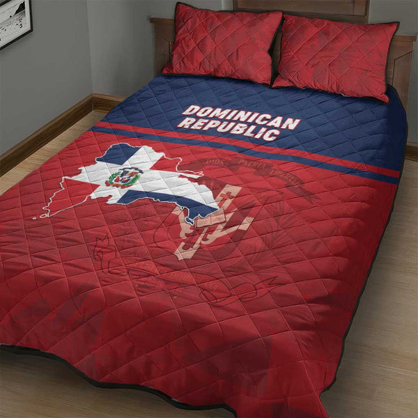 Dominican Republic Quilt Bed Set Dominicana Flag Map - Wonder Print Shop