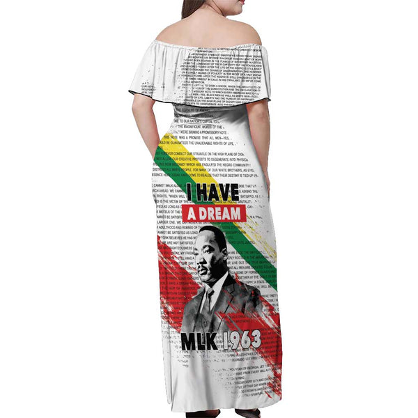 Martin Luther King Off Shoulder Maxi Dress Honoring The Legacy White ...
