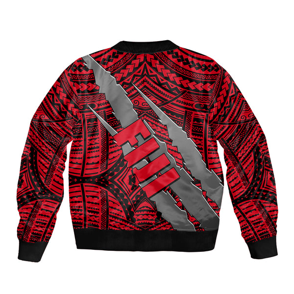 Polynesian Fiji Sleeve Zip Bomber Jacket with Coat Of Arms Claws Style ...
