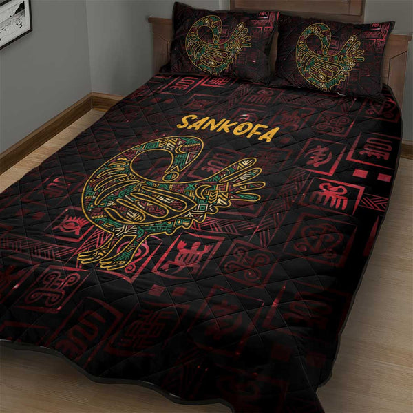 Africa Adinkra Symbol Quilt Bed Set Sankofa Bird - Cosmic Red - Wonder ...