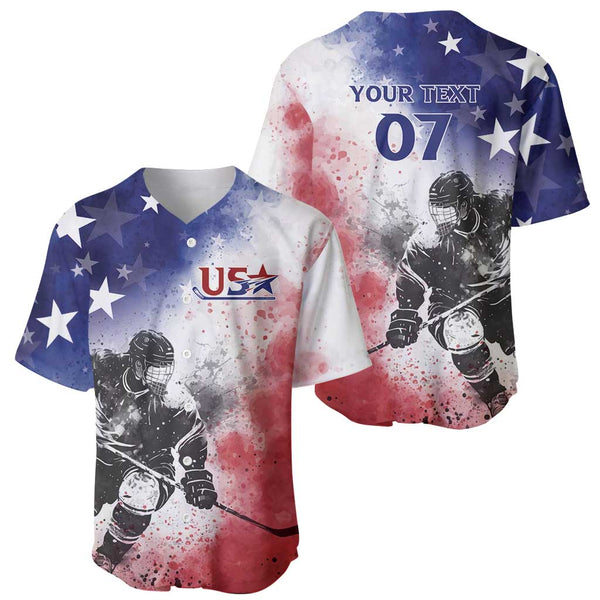 USA Ice Hockey Custom Baseball Jersey Splash Art Abstract Style ...