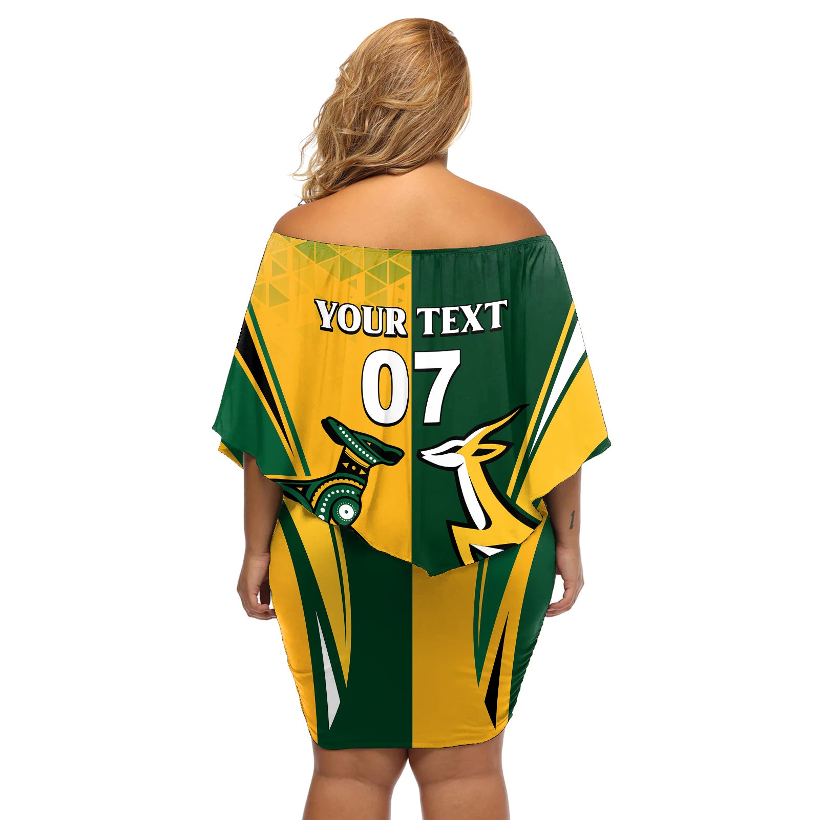 Personalised Australia Mix South Africa Rugby Off Shoulder Short Dress ...