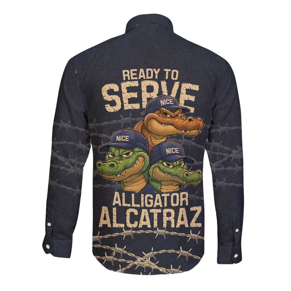Ready To Serve Alligator Alcatraz Long Sleeve Button Shirt - Wonder ...