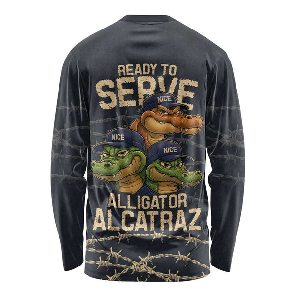 Ready To Serve Alligator Alcatraz Long Sleeve Shirt - Wonder Print Shop