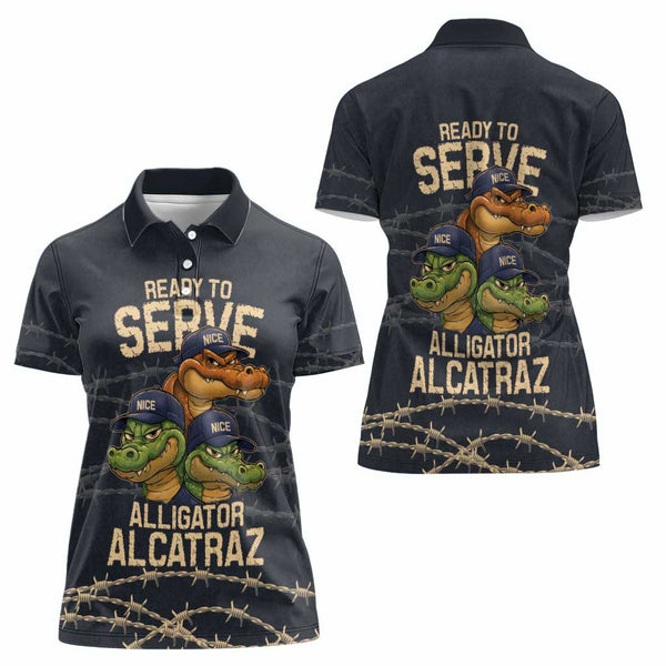 Ready To Serve Alligator Alcatraz Women Polo Shirt - Wonder Print Shop
