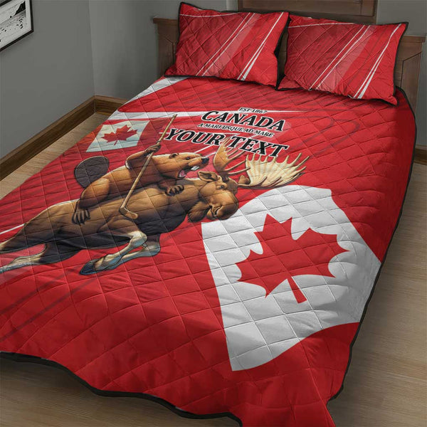 Personalized Beaver and Moose Happy Canada Day Quilt Bed Set Est 1867 A ...