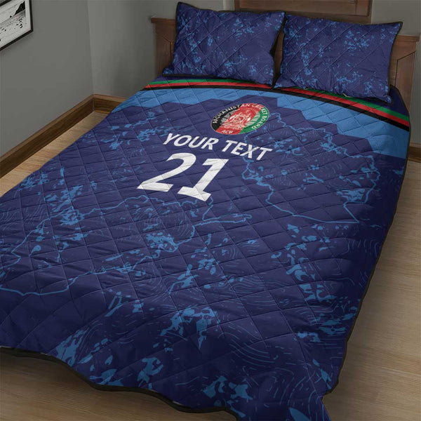 Afghan Atalans Cricket Custom Quilt Bed Set Afghanistan Map with Sporty ...