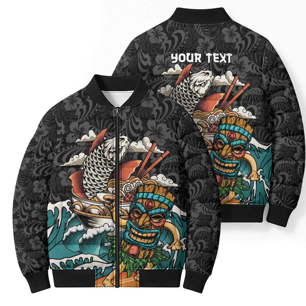 Personalized Japanese Koi Fish Ramen Bomber Puffer Jacket Tiki Surfing ...