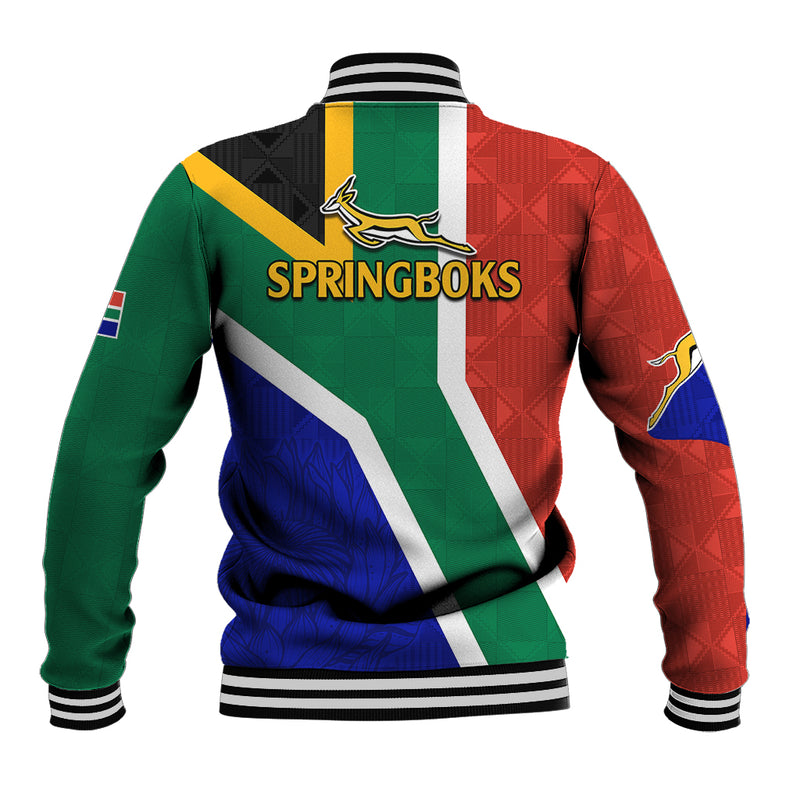 South Africa Springboks Baseball Jacket with Kente Pattern and South ...