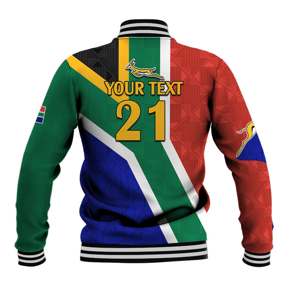 Custom South Africa Springboks Baseball Jacket with Kente Pattern and ...