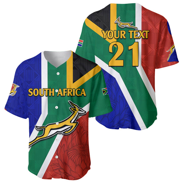 Custom South Africa Springboks Baseball Jersey with Kente Pattern and ...