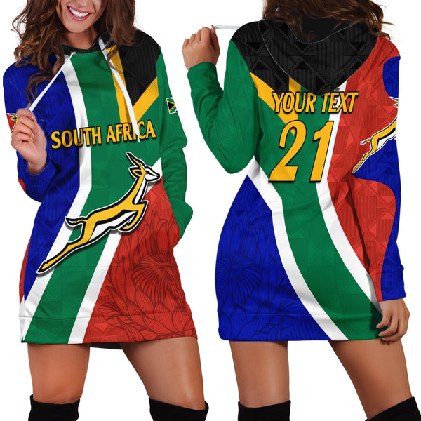 Custom South Africa Springboks Hoodie Dress with Kente Pattern and ...