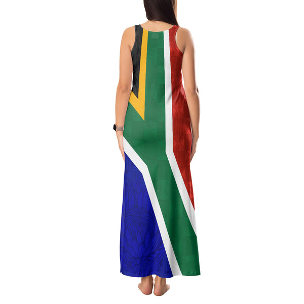 Custom South Africa Springboks Tank Maxi Dress with Kente Pattern and ...