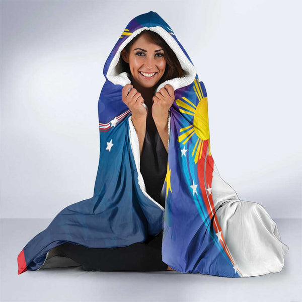 Personalized Filipino-American Hooded Blanket The Eight-Rayed Sun with ...