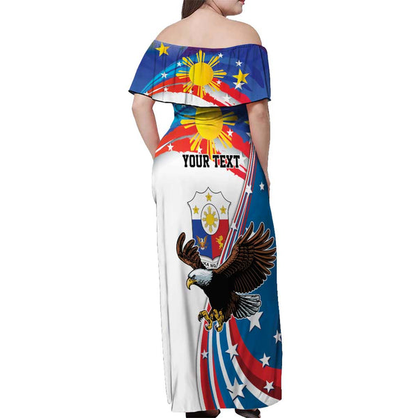 Personalized Filipino-American Off Shoulder Maxi Dress The Eight-Rayed ...