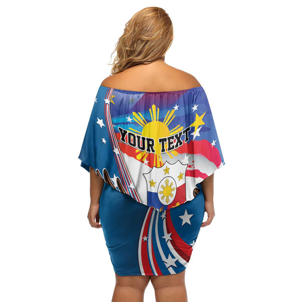 Personalized Filipino-American Off Shoulder Short Dress The Eight-Rayed ...