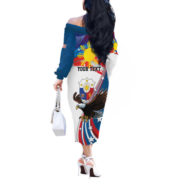 Personalized Filipino-American Off The Shoulder Long Sleeve Dress The ...