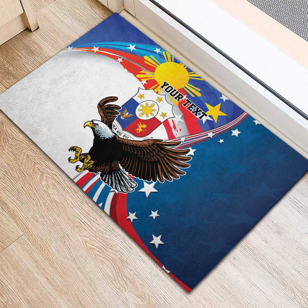 Personalized Filipino-American Rubber Doormat The Eight-Rayed Sun with ...