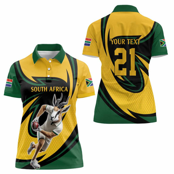 South African Springbok Cricket Custom Women Polo Shirt Unique Pattern ...