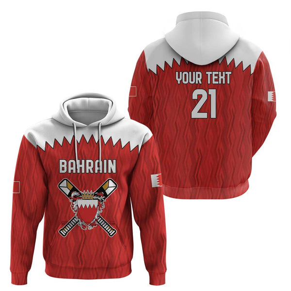 Custom Bahrain Cricket Hoodie Coat of arms of Bahrain with Sporty ...