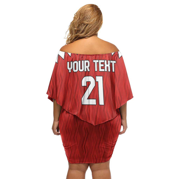 Custom Bahrain Cricket Off Shoulder Short Dress Coat of arms of Bahrain ...