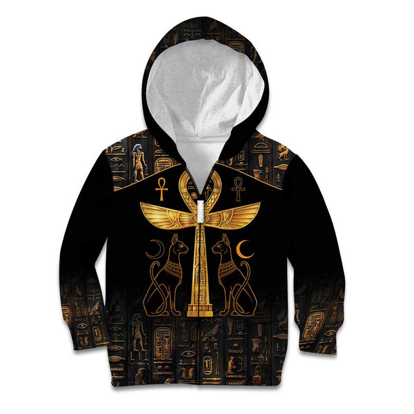 Ankh with Eye of Horus Kid Hoodie Ancient Egypt Culture - Wonder Print Shop