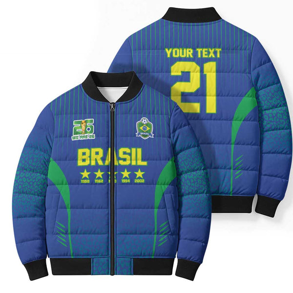 Custom Brazil World Football Legacy Bomber Puffer Jacket 5 Times ...