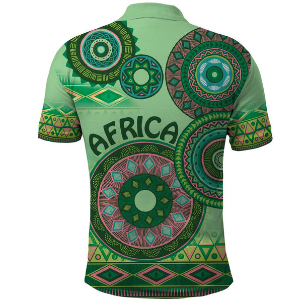 Africa Tribal Traditional Pattern Polo Shirt Green Motif LT9 ...