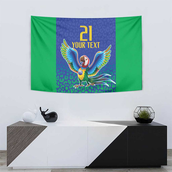 Brazil Canarinho Custom Tapestry Macaw Mascot with Brazil Flag Colors ...