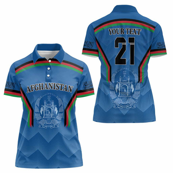 Custom Afghanistan Cricket Women Polo Shirt Afghan Coat Of Arm with ...