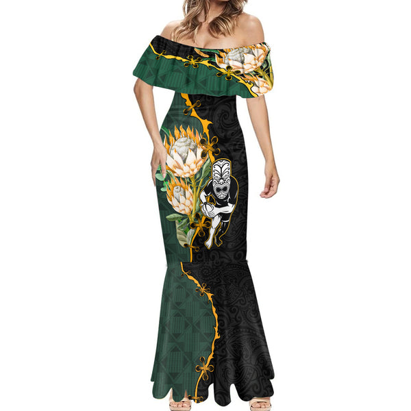 South Africa Protea and New Zealand Mermaid Dress Go All Black ...