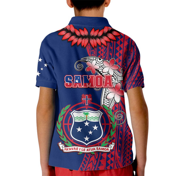 Polynesian Pride Samoa Kid Polo Shirt Ula Fala Mix Samoan Tribal Blue ...