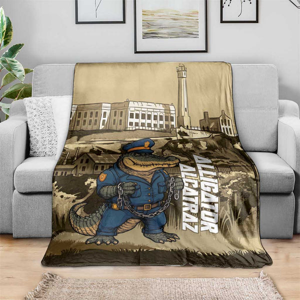 Alligator Alcatraz Blanket Police Gator Rock Penitentiary - Wonder ...