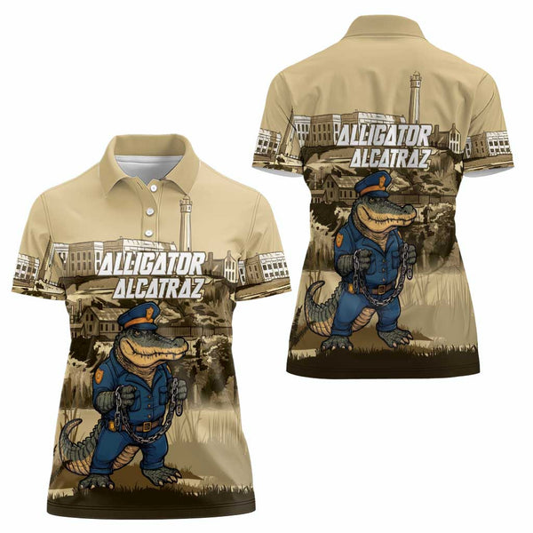 Alligator Alcatraz Women Polo Shirt Police Gator Rock Penitentiary ...