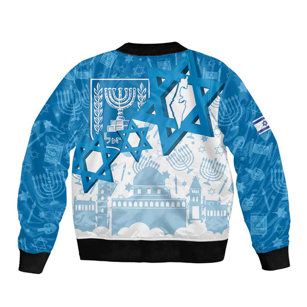 Israel Independence Day Sleeve Zip Bomber Jacket Yom Ha'atzmaut Star Of ...