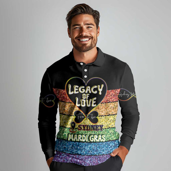 Mardi Gras Long Sleeve Polo Shirt