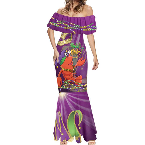 Mardi Gras 2025 Mermaid Dress Funny Jester Lobster With Beads - Wonder ...